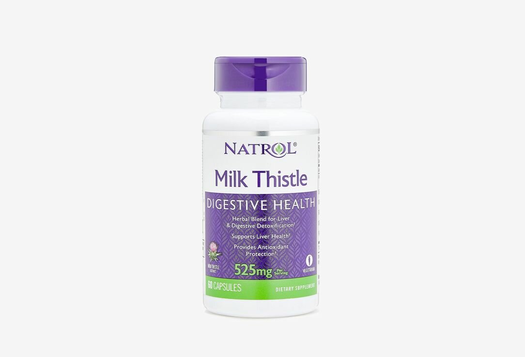БАД для поддержки пищеварения NATROL milk thistle расторопша 525 мг в капсулах