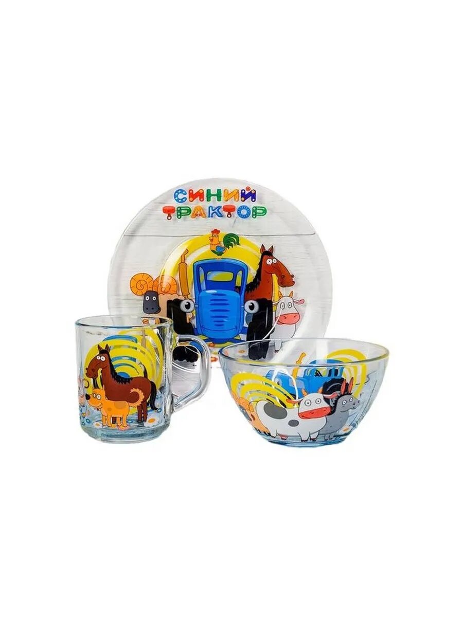 Набор детской посуды Синий трактор 3предм кружка 250мл/сала
