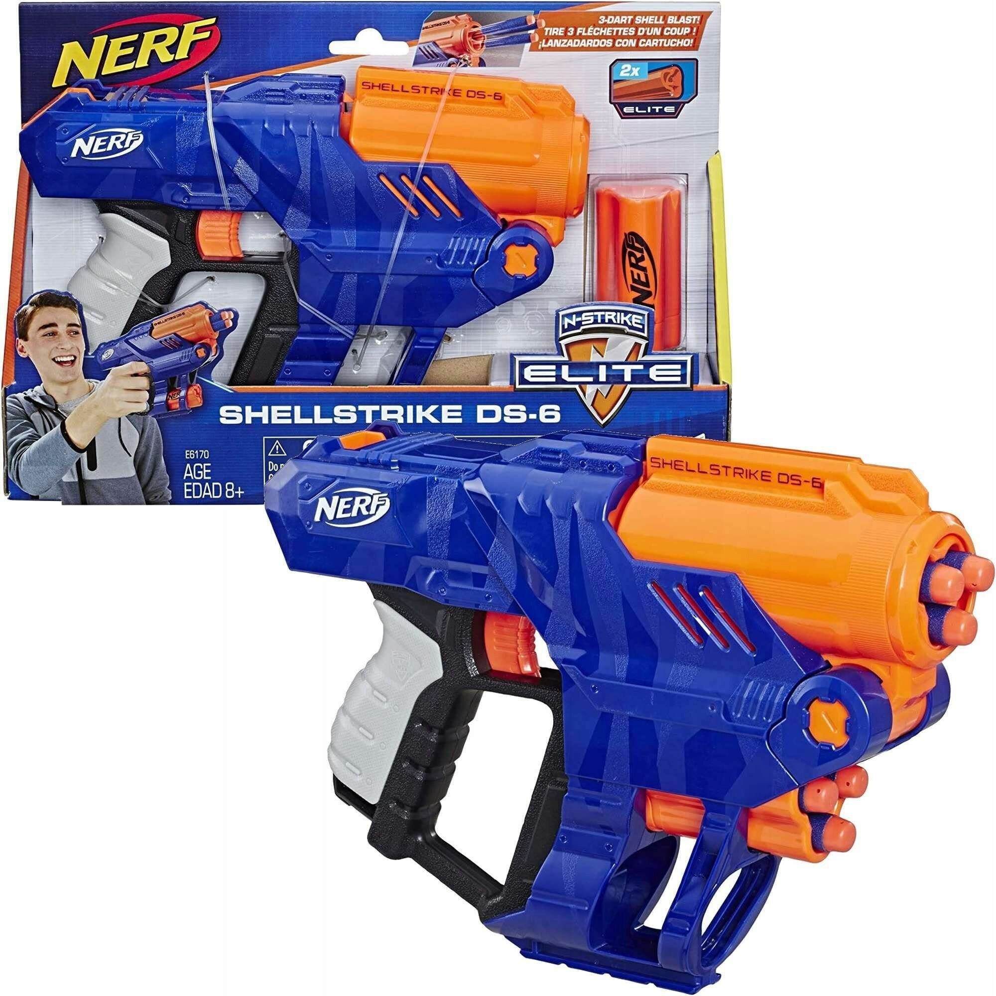 Hasbro Пистолет Nerf N-Strike Elite Shellstrike DS-6 Пусковая установка Нерф E6170