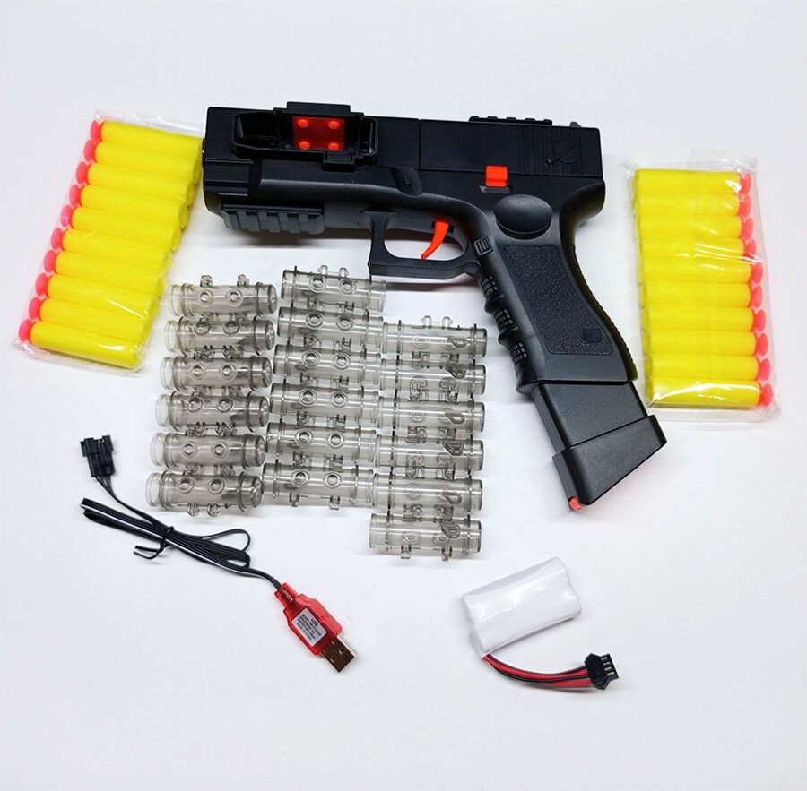 Пистолет электрический с мягкими пулями на присосках