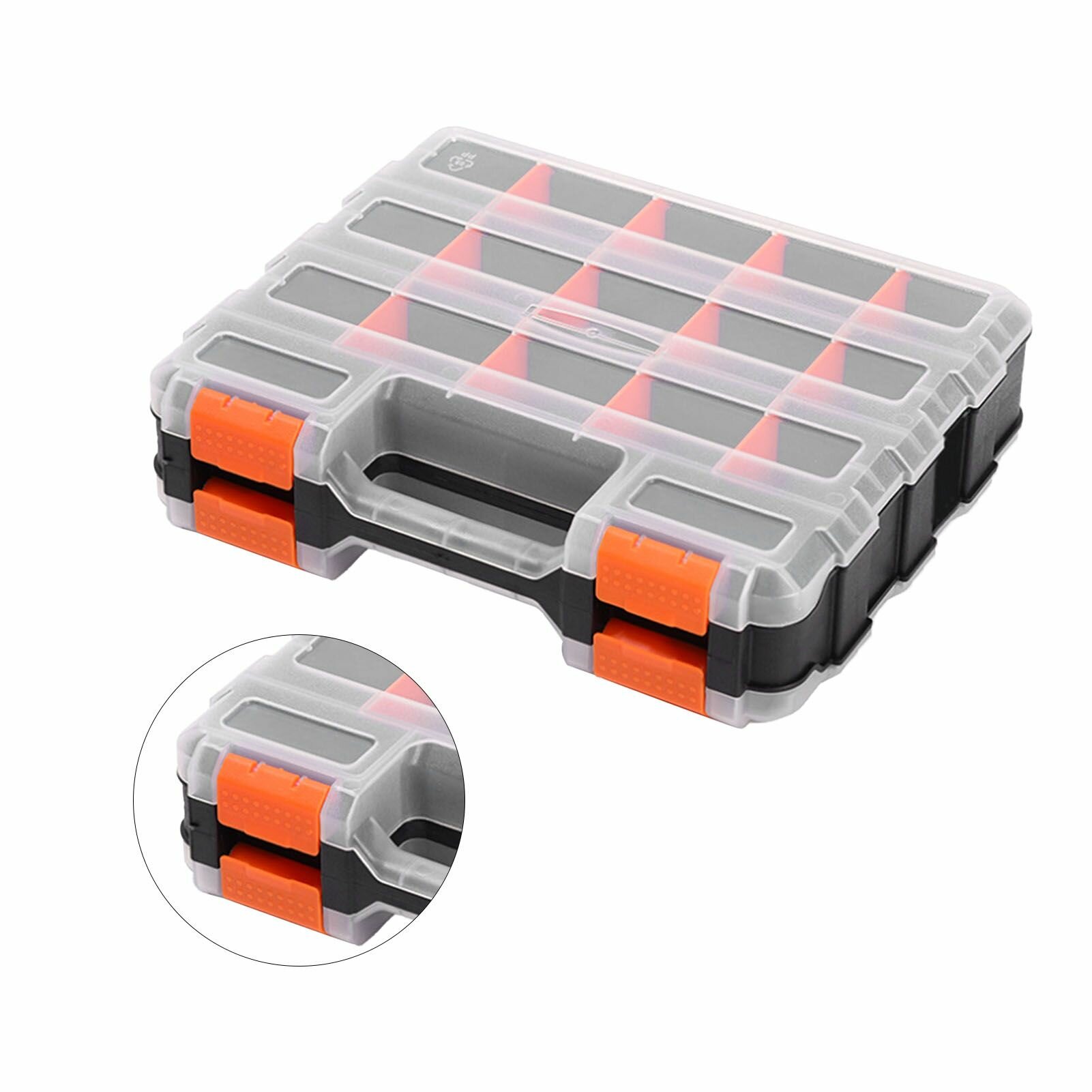 Коробка для деталей. Конструкция из полипропилена. Утолщенный съемный отсек. Стабильный классификационный ящик для хранения. Двусторонняя 32 х 27 х 8.