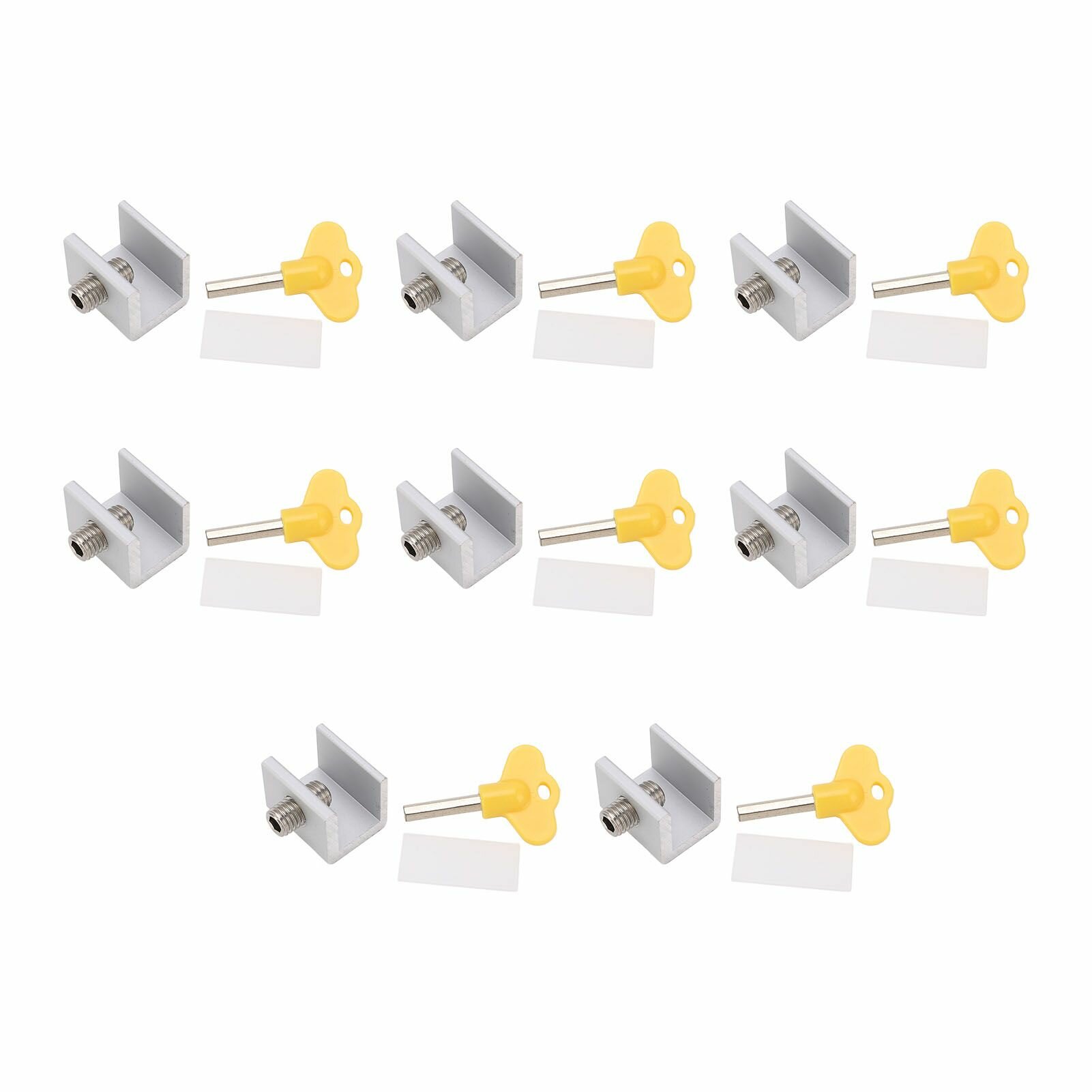 Регулируемый замок для раздвижных окон, алюминиевый сплав, серебристый, 8 комплектов.