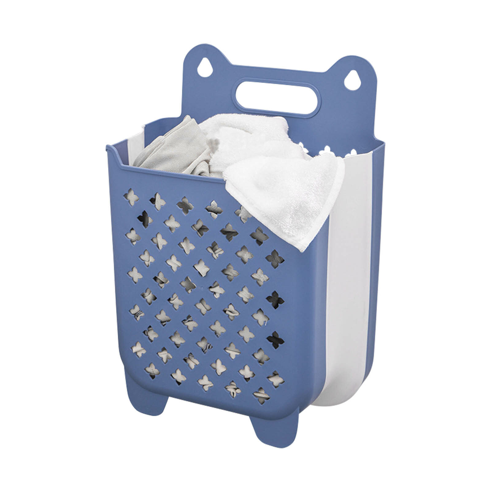Настенная складная корзина для белья большой вместимости, подвесная складная корзина для белья для дома, синяя, размер L.