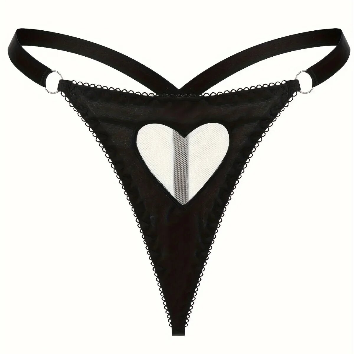 Стринги, женское, кружевное, черное, размер XL