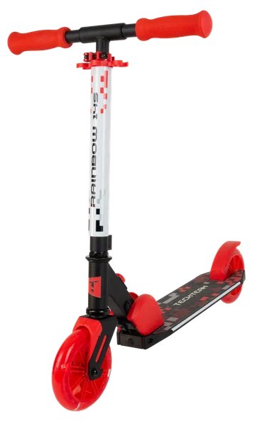 Самокат TechTeam Rainbow 145 для детей, складной, с подсветкой, черно-красный 2025