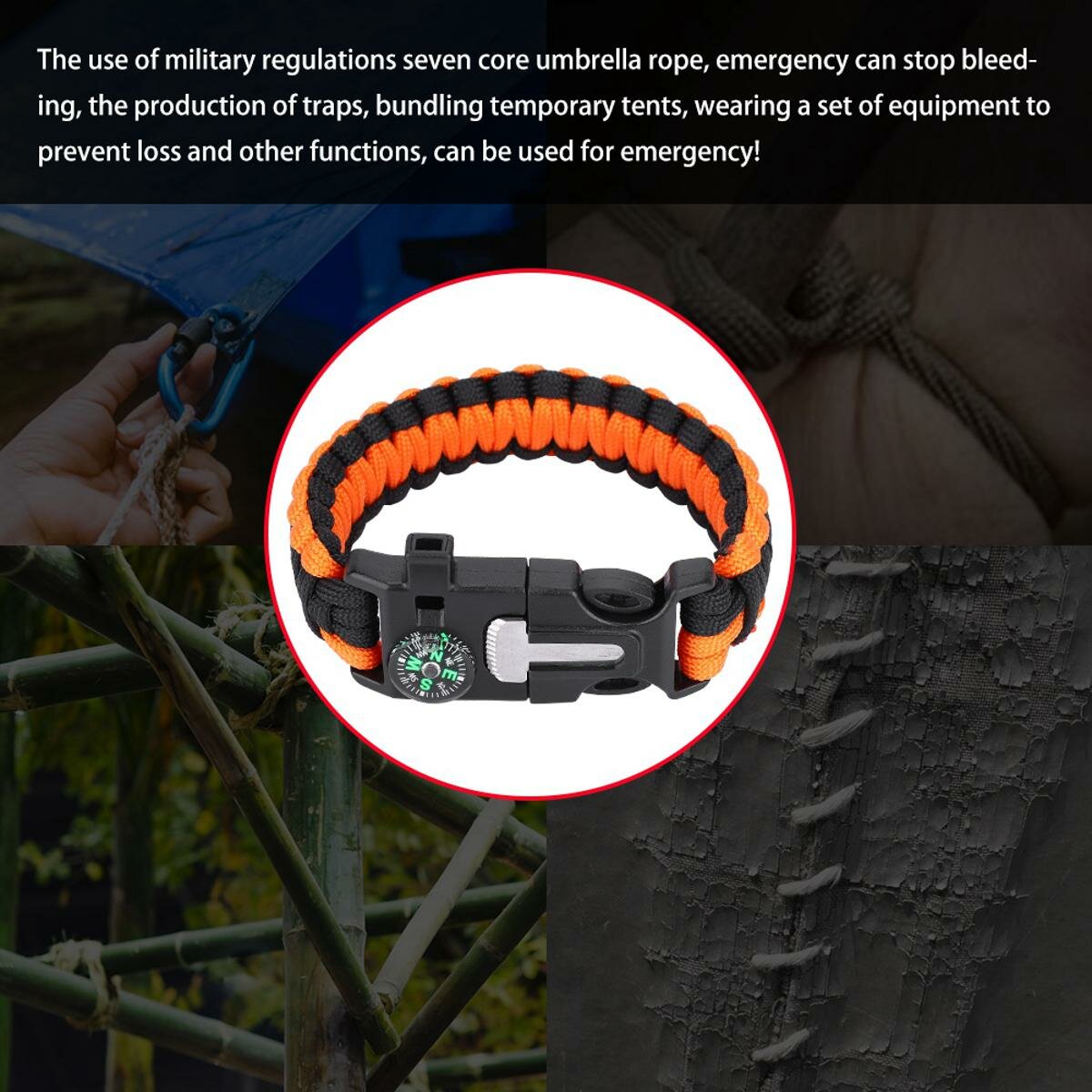 Браслет для выживания из паракорда, кремень, огниво, свисток, компас, инструмент, Австралия