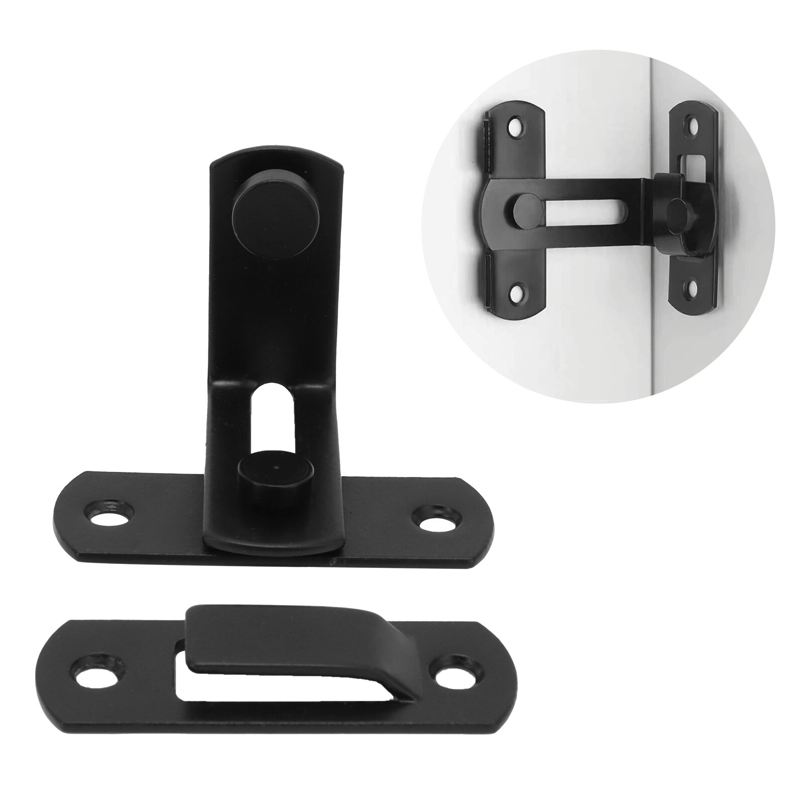 Замок для сарайных дверей в американском стиле, защелка для раздвижных дверей из углеродистой стали для дверей и окон, материал углеродистая сталь, цвет как на картинке, вес approx. 99g / 3.5oz, в комплект входят 1 замок, 1 аксессуар, 4 винта, 2