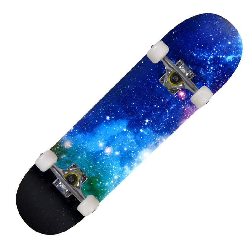 Скейтборд, ABEC 7, 8 слоев, черный и голубой, максимальная нагрузка 200 кг