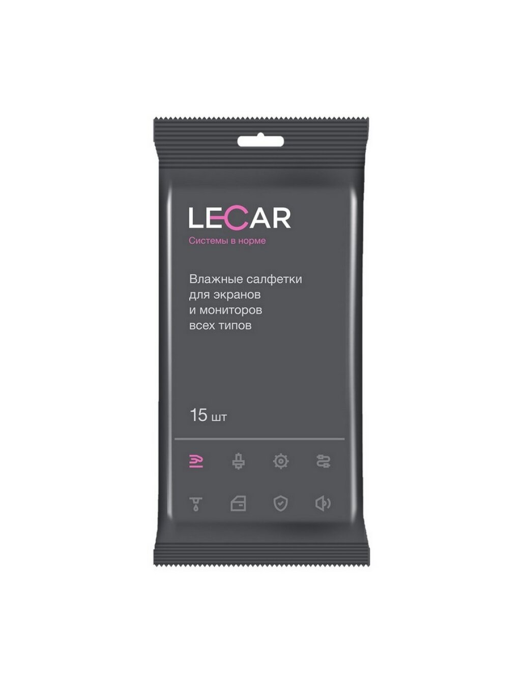 Салфетки влажные "LECAR" (для мониторов) 15 шт.