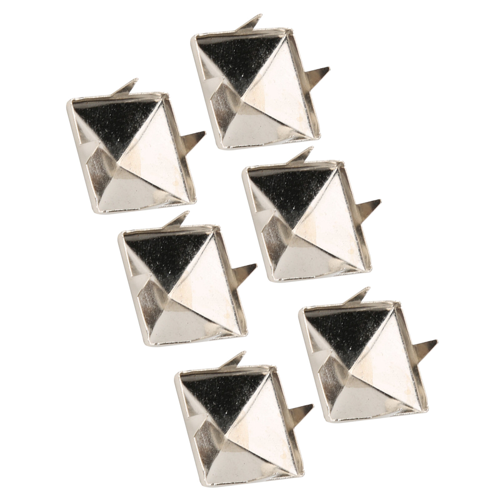 100 шт. квадратные пирамидальные панк-заклепки 4 металлические гвоздики для браслетов одежды обуви сумок серебристые 15 мм