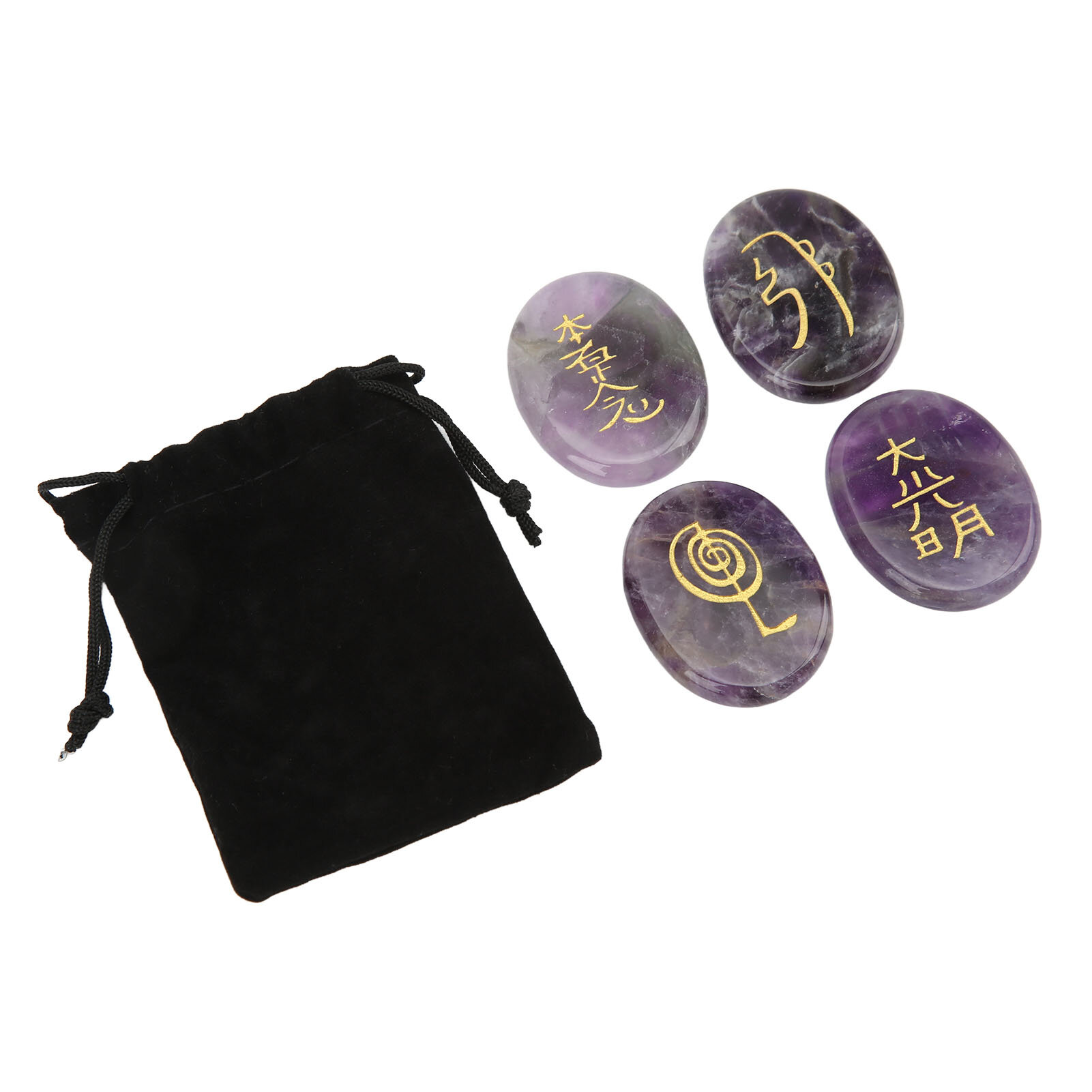 4 шт, камни с символами Рейки, более гладкие поверхности, гравированные камни Рейки для украшения дома, орнамент для медитации, подарок, аметист