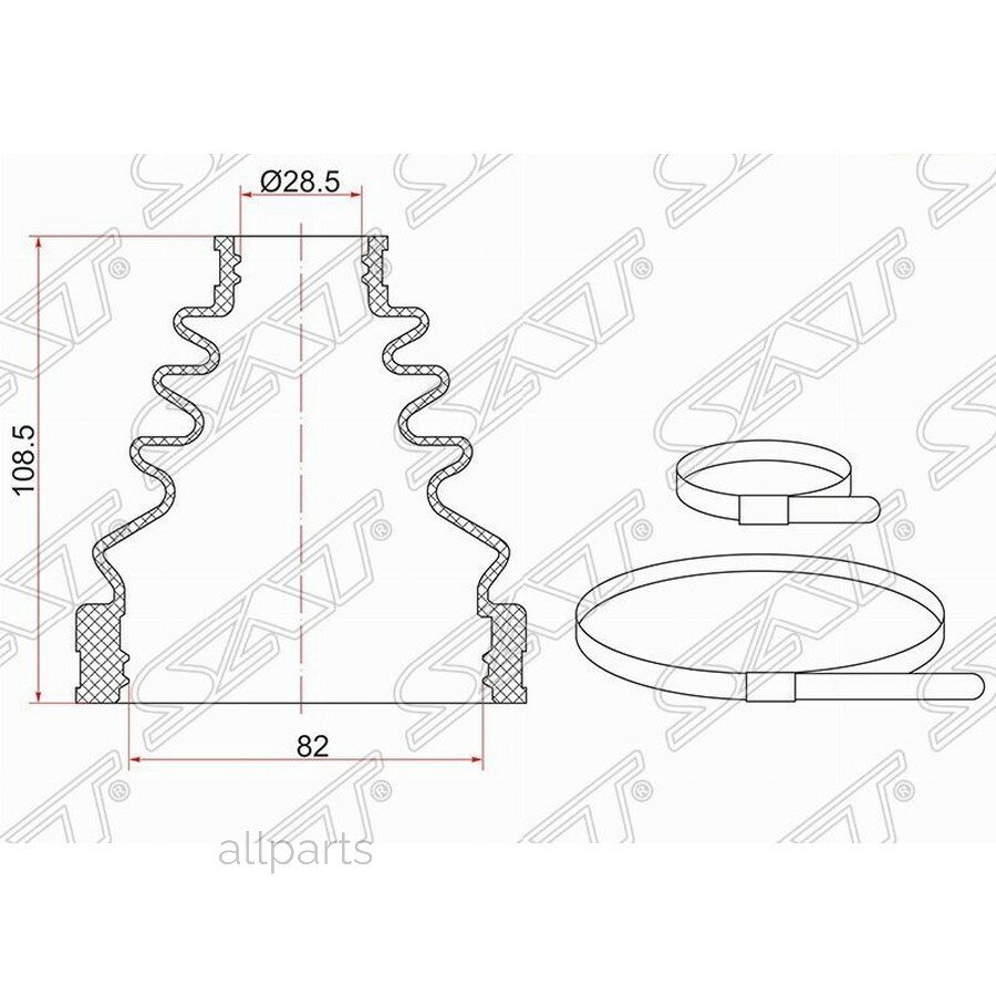 SAT C-1530T Пыльник шруса внутренний OEM TOYOTA LAND CRUISER PRADO 120 KDJ12# 02-09 (2 хомута. резина)