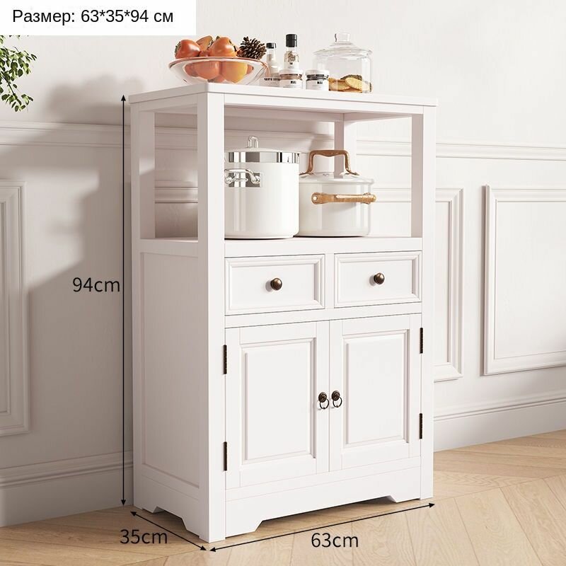 Буфет R239, дерево, белый, с ящиками, арт-декор, универсальный угол