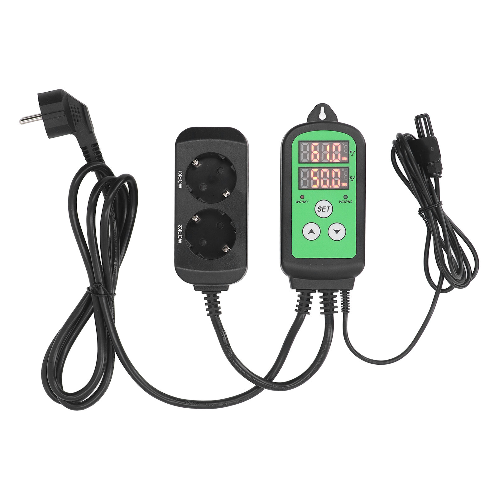 Контроллер влажности 1500 Вт, предварительно подключенный, цифровой регулятор, двойной светодиодный дисплей, увлажнитель-осушитель для теплицы.