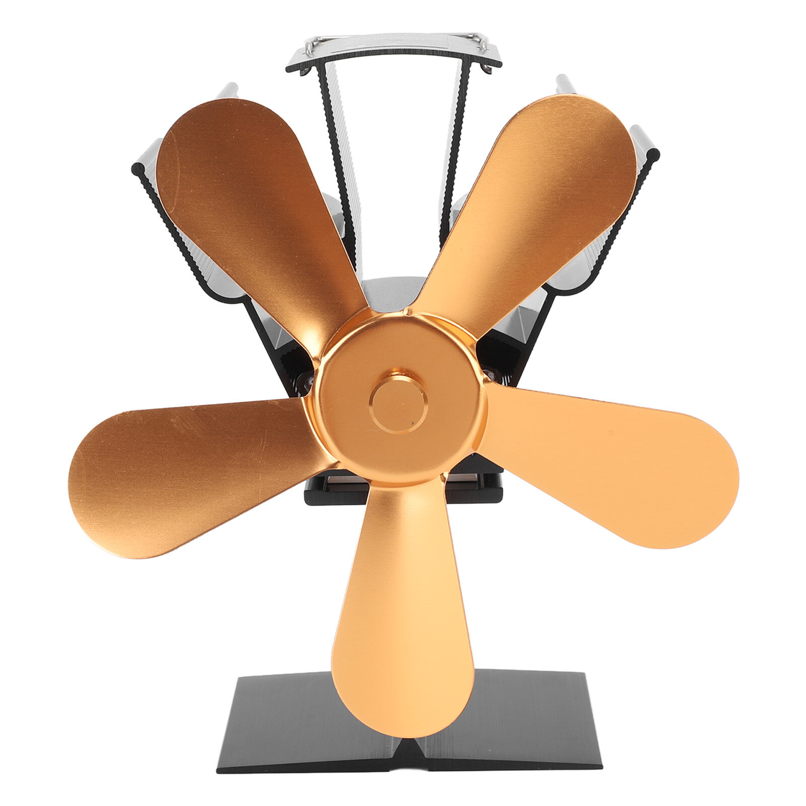 Вентилятор для дровяной печи 5 лопастей Вентилятор для камина Вентилятор для дровяной печи Пеллетная горелка для камина Вертикальный прямоугольный золотой