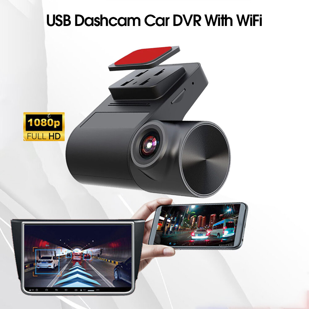 1080P Видеорегистратор USB Видеорегистратор Автомобильная камера Видеорегистратор Черный ящик для вождения автомобиля Видеорегистратор для Android Поддержка экрана ADAS Помощь в вождении Ночное видение Петля Запись WiFi Подключение