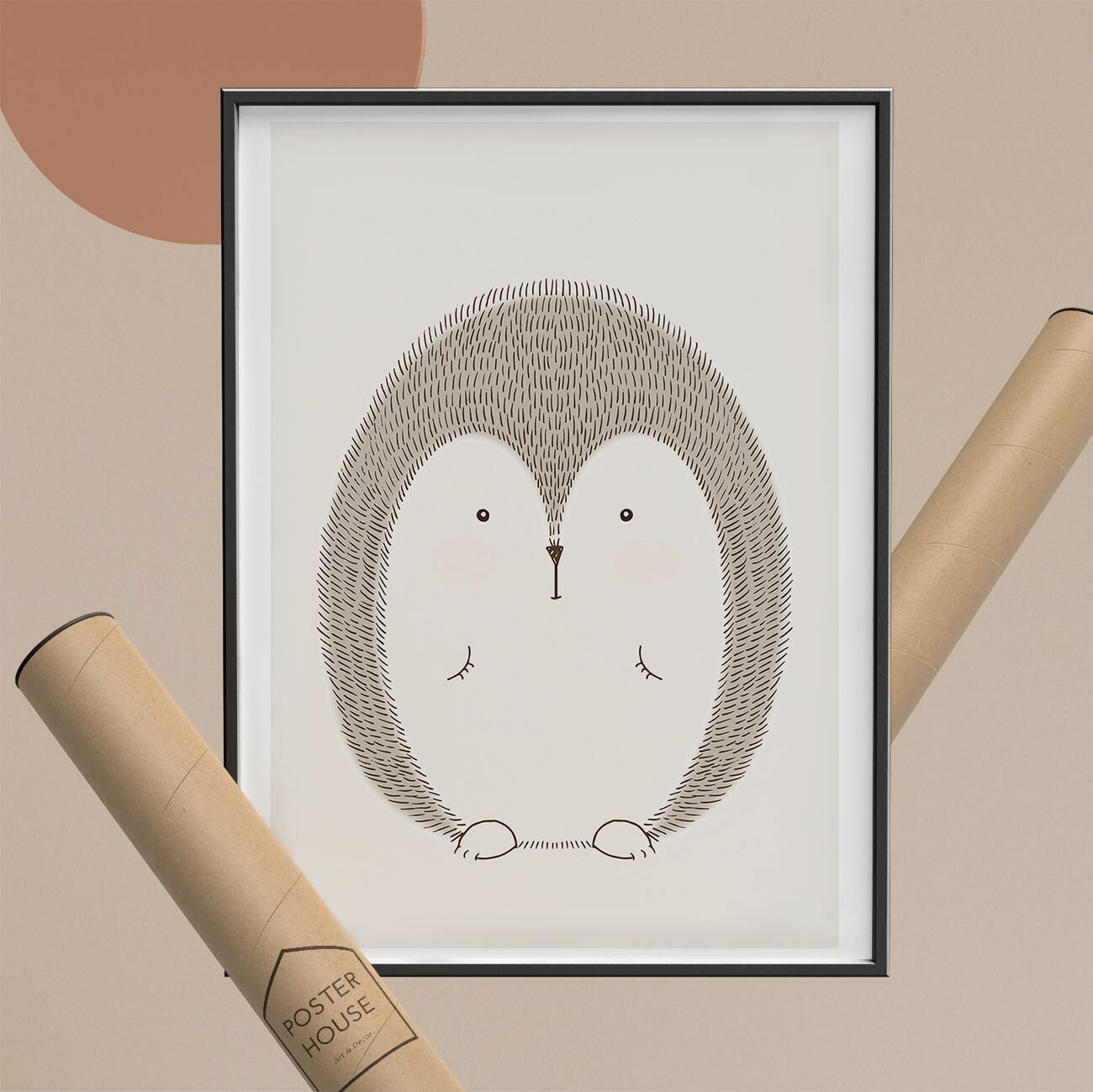 Постер Детский, Ежик 60х80 см без рамы/ Минималистичный эстетичный плакат в детскую