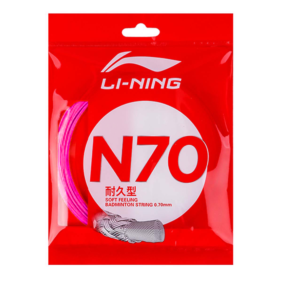 Струна Li-ning N70, для бадминтона, ярко-розовая, толщина 0.7 мм, длина 10м