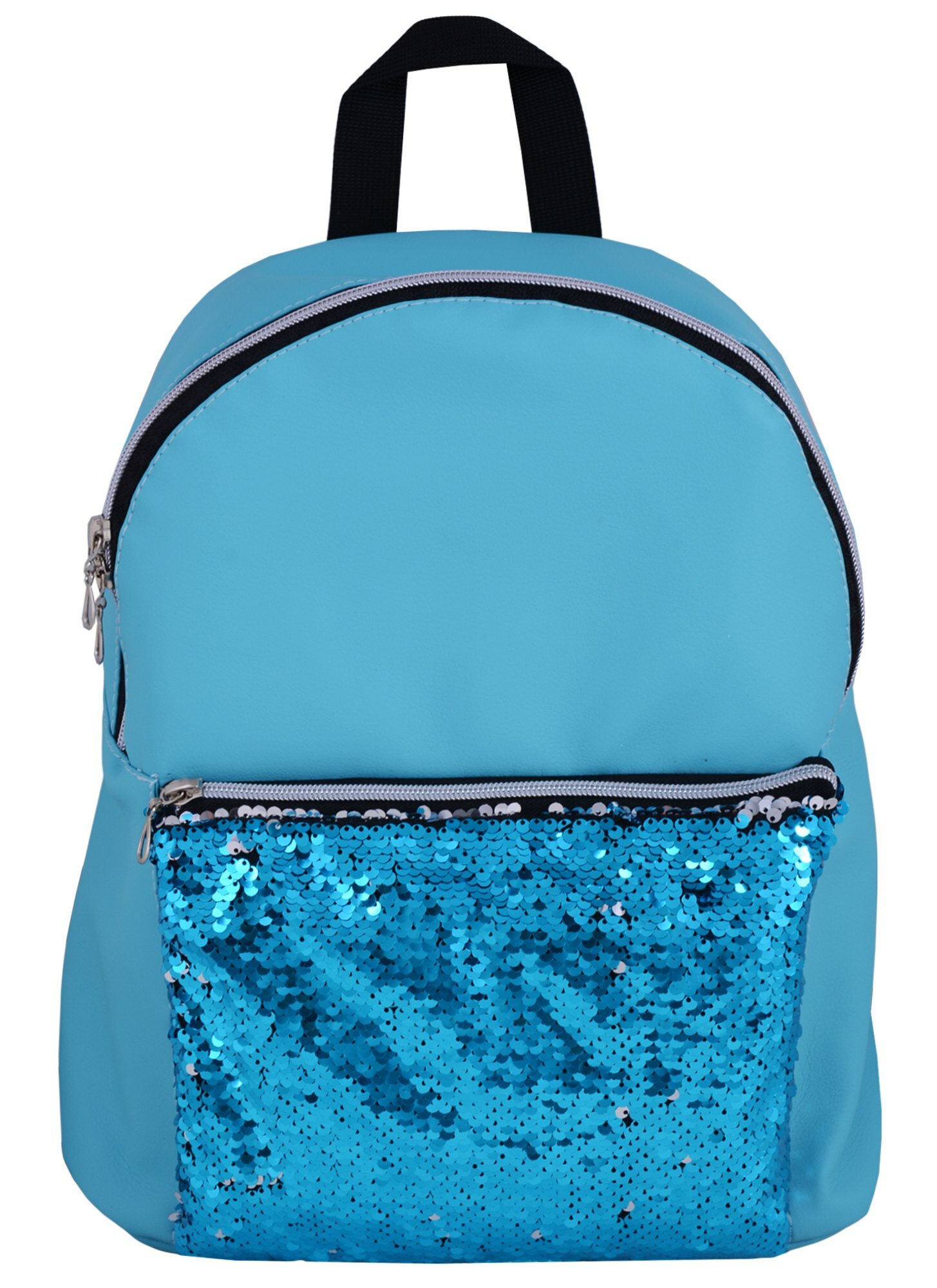 Рюкзак "Пайетки. Бирюза/серебро", экокожа