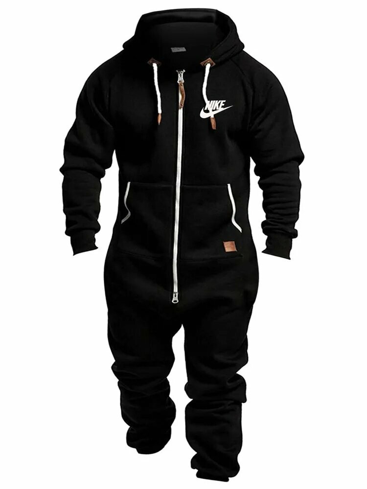 Мужской зимний утепленный комбинезон с капюшоном серый 9N