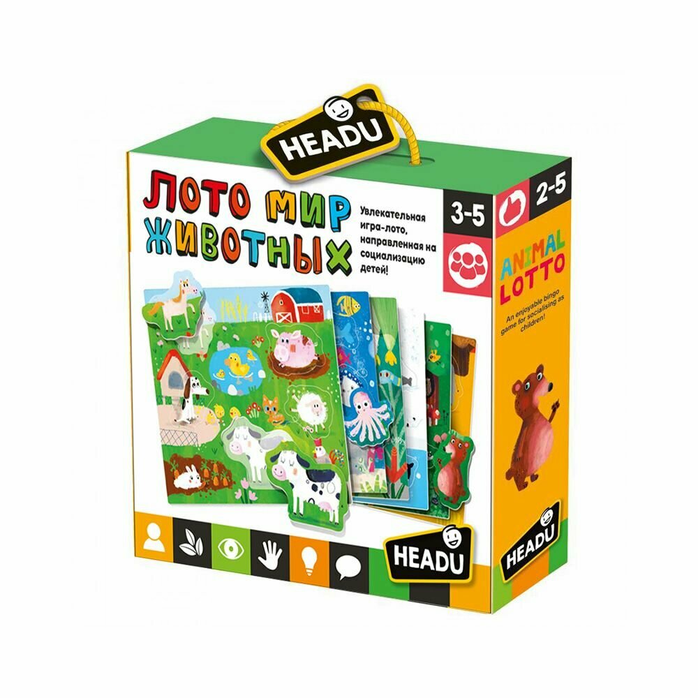 Настольная игра HEADU лото, Мир животных