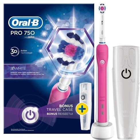 Зубная щётка электрическая Oral-b PRO 750 3D White, розовая