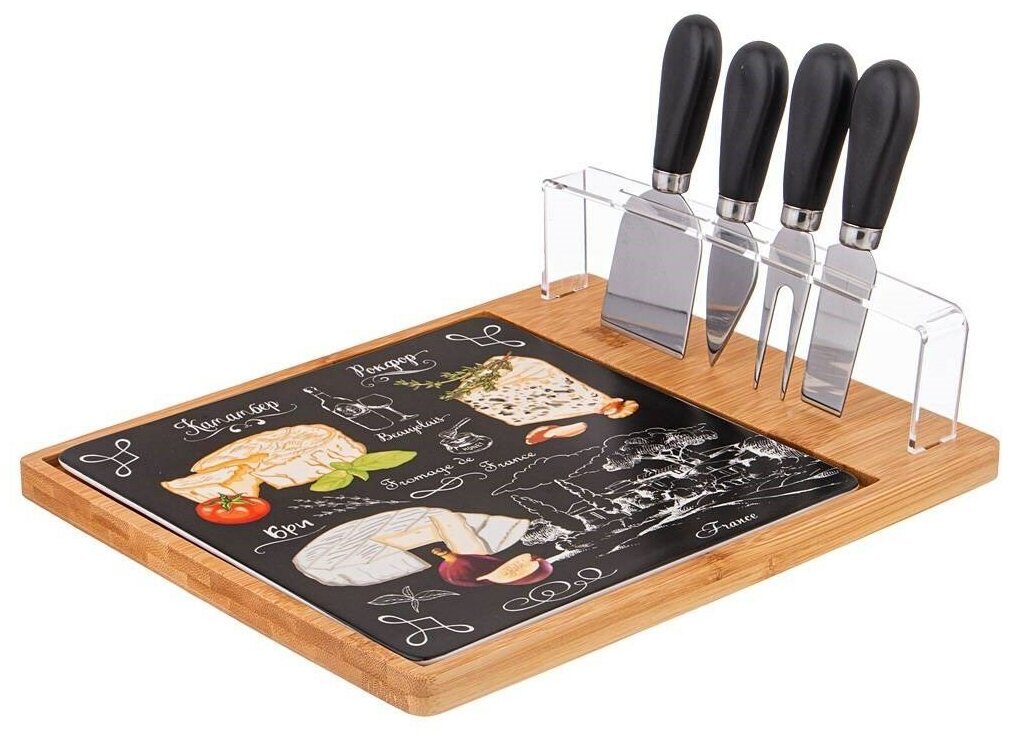 Набор для сыра lefard "Секретные ингредиенты" 5 предметов черный 28*23 см