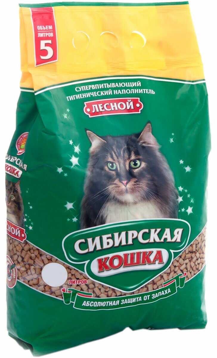 Сибирская кошка лесной наполнитель древесный для туалета кошек (20 кг)