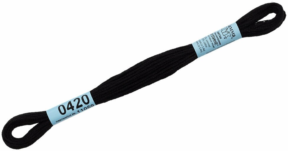 Нитки для вышивания Gamma мулине (0207-0819) 100% хлопок 24x8 м №0420 Черный
