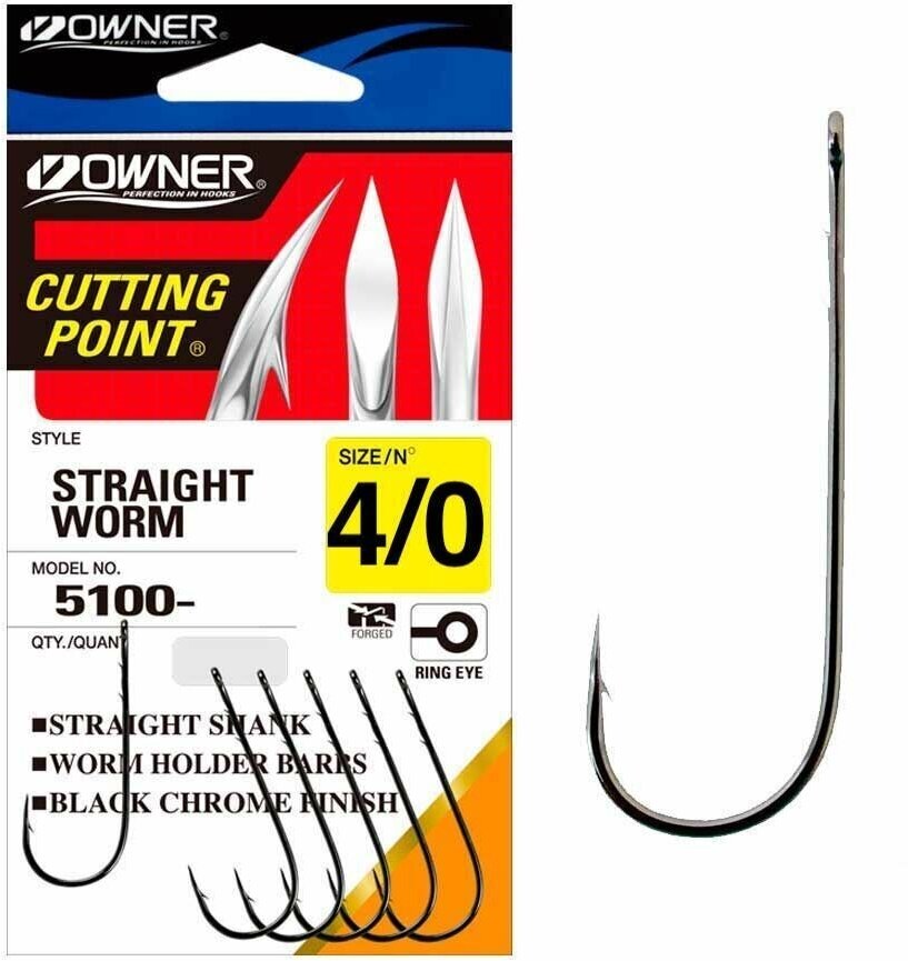 Крючки одинарные OWNER Straight Shank 5100-141 4/0
