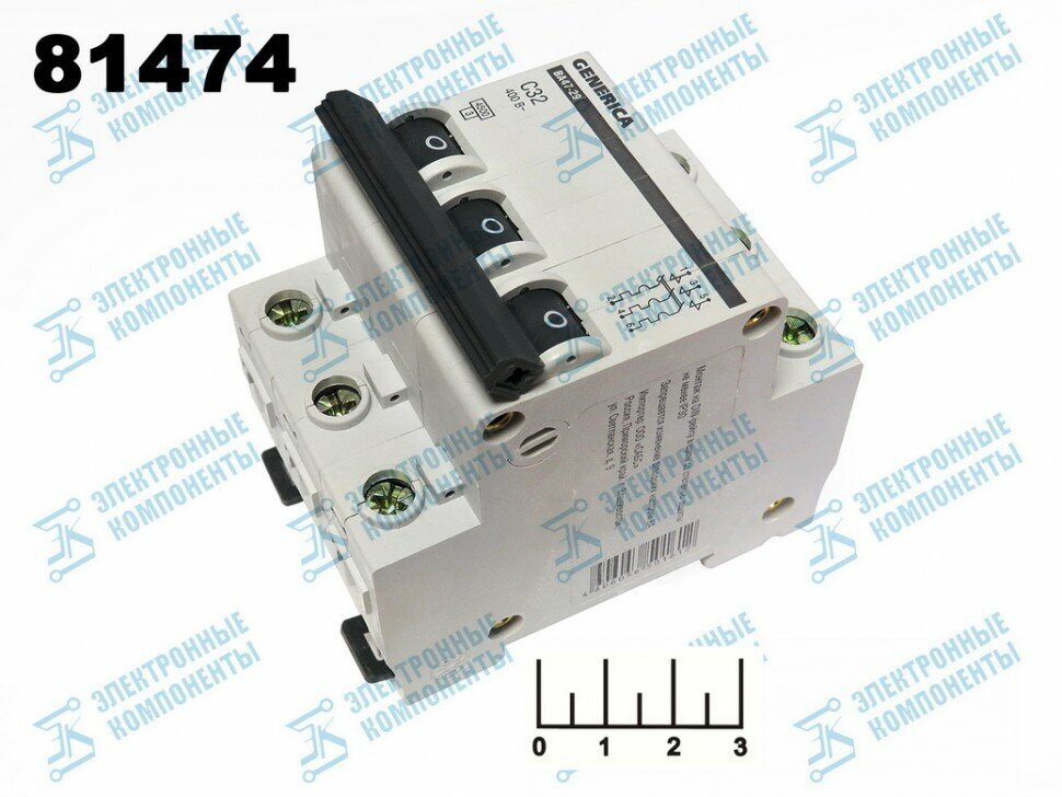 Автоматический выключатель C 32A 3-полюсный ВА47-29 ИЭК Generica