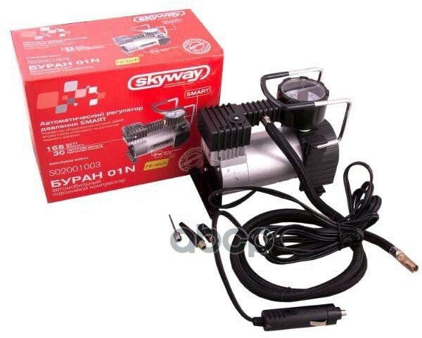 Компрессор автомобильный 45л/мин. 10атм. 14А 12V в прикуриватель Буран-01 SKYWAY Skyway арт. S02001002