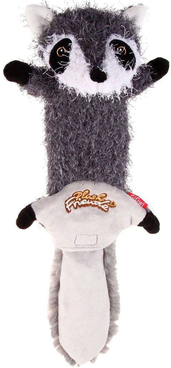 Игрушка-шкурка для собак GiGwi Plush Friendz Енот с пищалкой 37 см (1 шт)