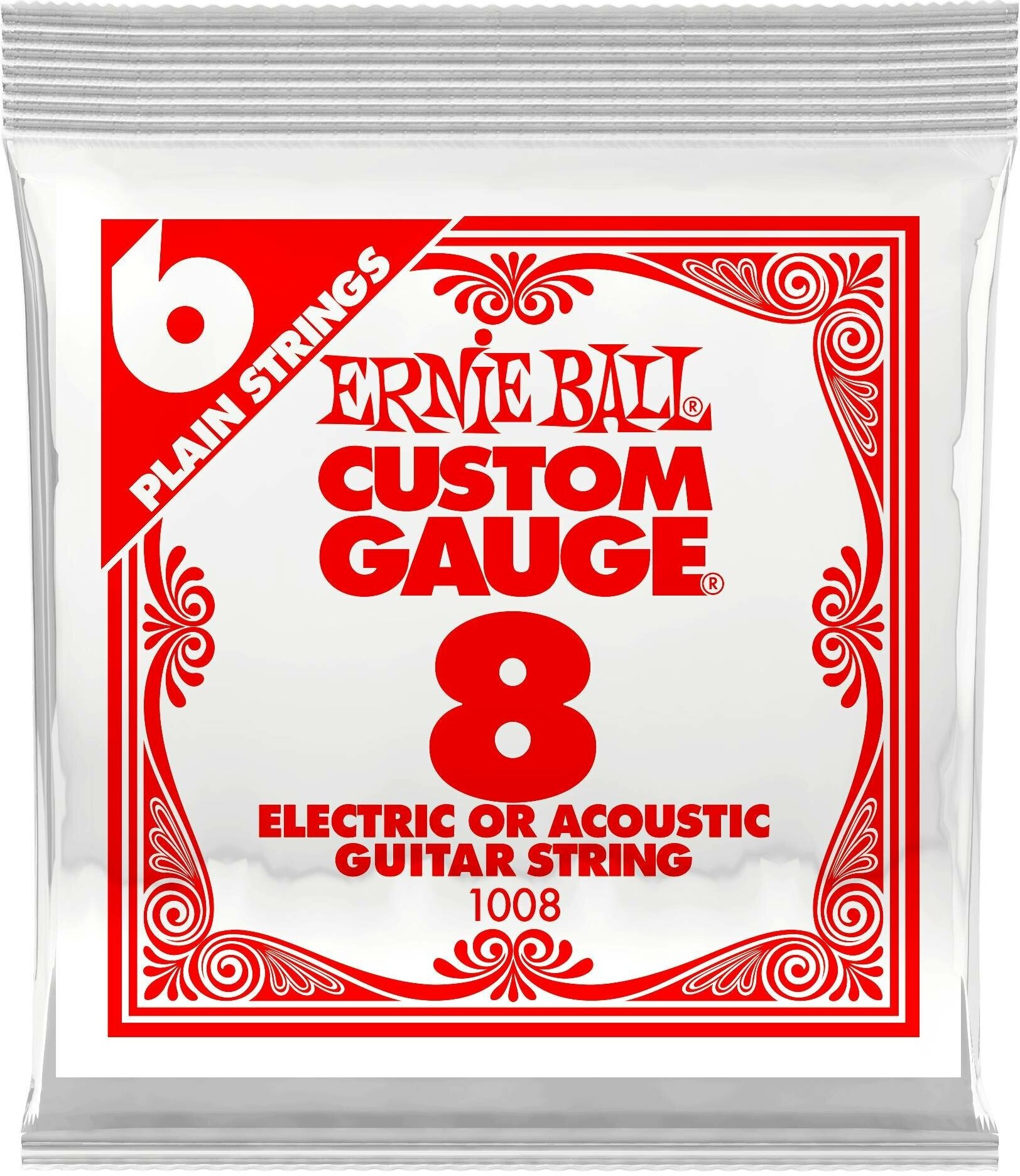 ERNIE BALL 1008 Plain Steel .008 Струна одиночная для акустической и электрогитары