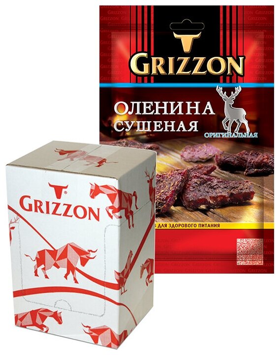 Оленина сушеная Оригинальная со специями, 36г х 10шт GRIZZON (Россия)