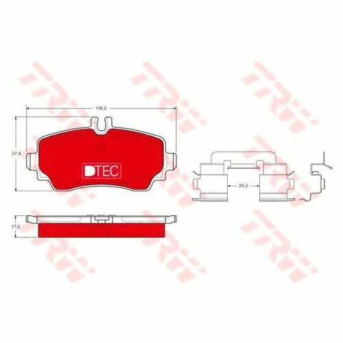 Комплект передних тормозных колодок TRW GDB1293DTE для Mercedes A-CLASS W168