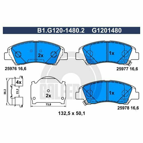 Комплект передних тормозных колодок Galfer B1G12014802 для Hyundai i10