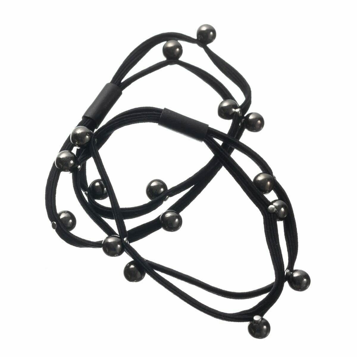 Резинки для волос женские Dewal Beauty "Темные бусинки", черные