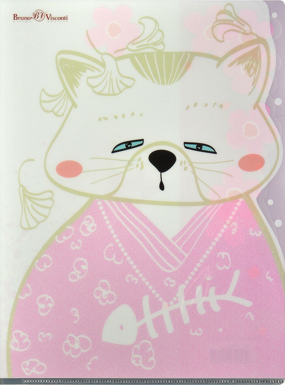 Папка-уголок "Коты в японском стиле" (А4, 3 отделения, в ассортименте) (14-042)