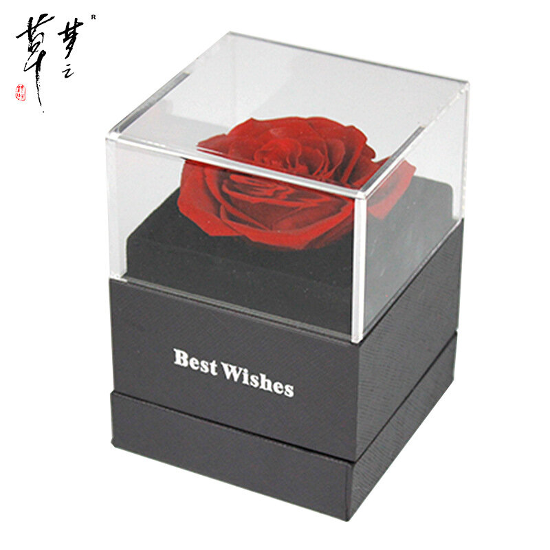 Шкатулка Dream Grass "Вечный цветок розы", для драгоценностей, с подвесками, красная, 8 см x 8 см x 11 см