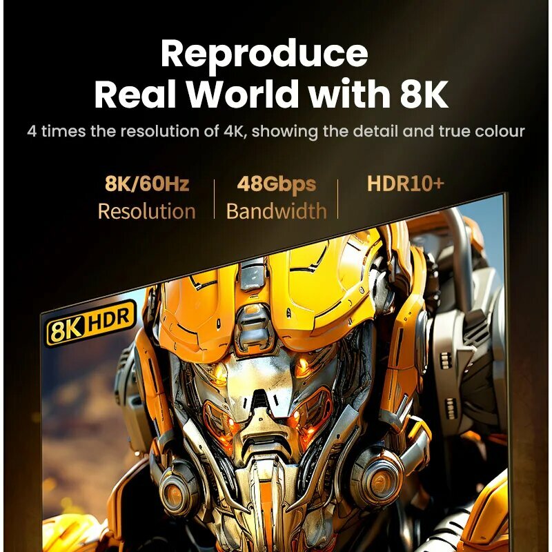 Ugreen HDMI 2.1 кабель 8K/60Hz, 5m, черный, оплетка — фото 1