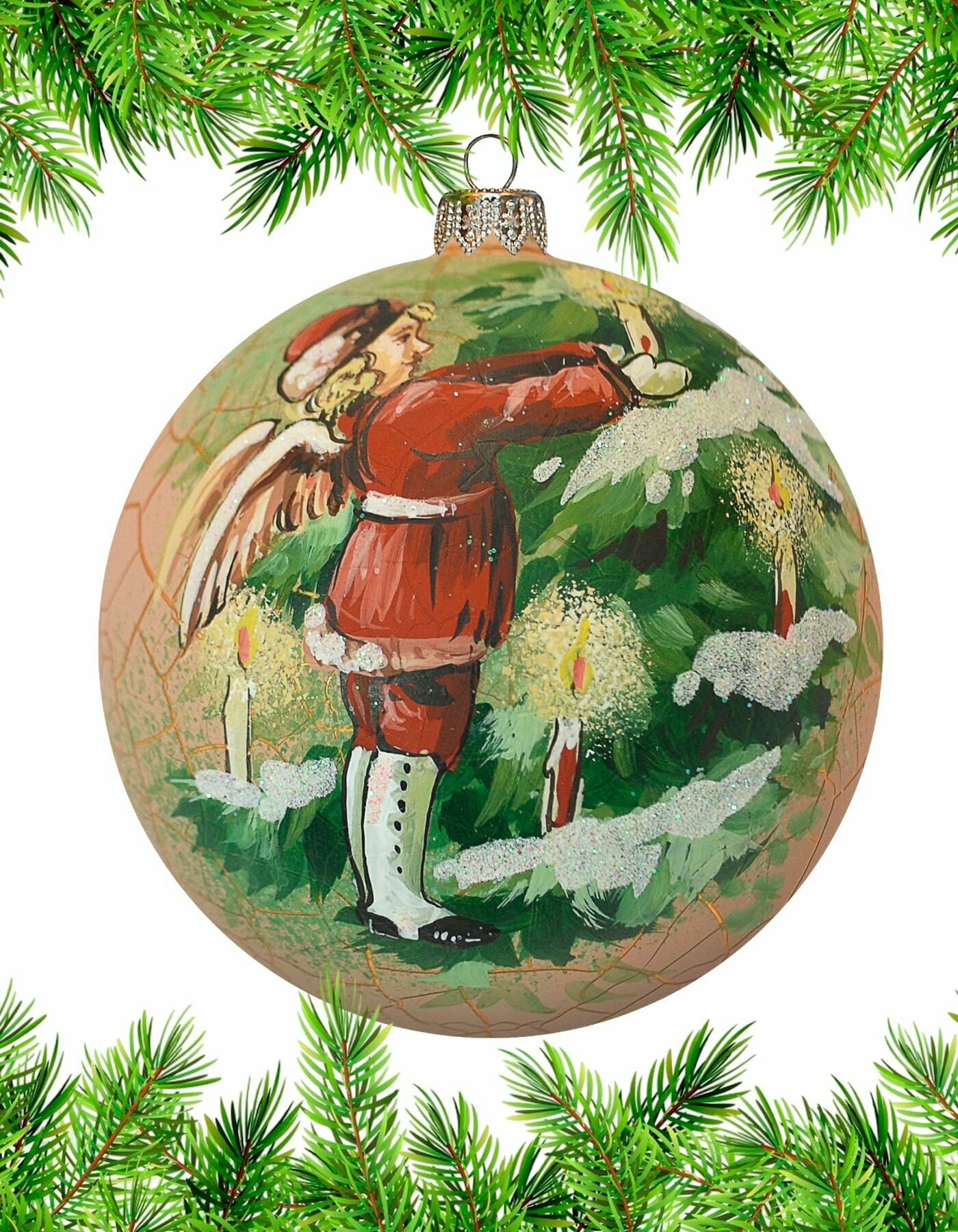 Шар на елку "Свечи на елке" 100мм