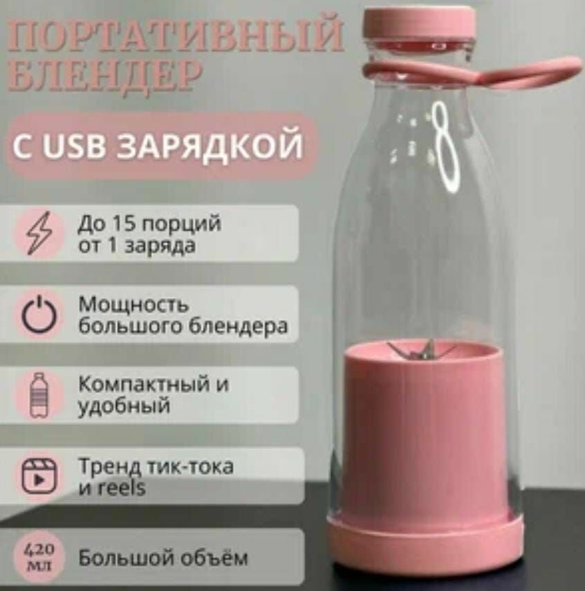 Портативный блендер беспроводной для смузи и напитков