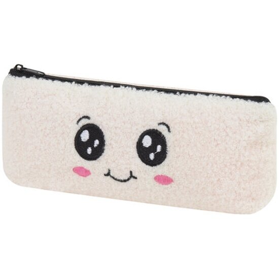 Пенал Юнландия , 1 отделение, плюш, Smiley face, белый, 22х8x5 см, 272269