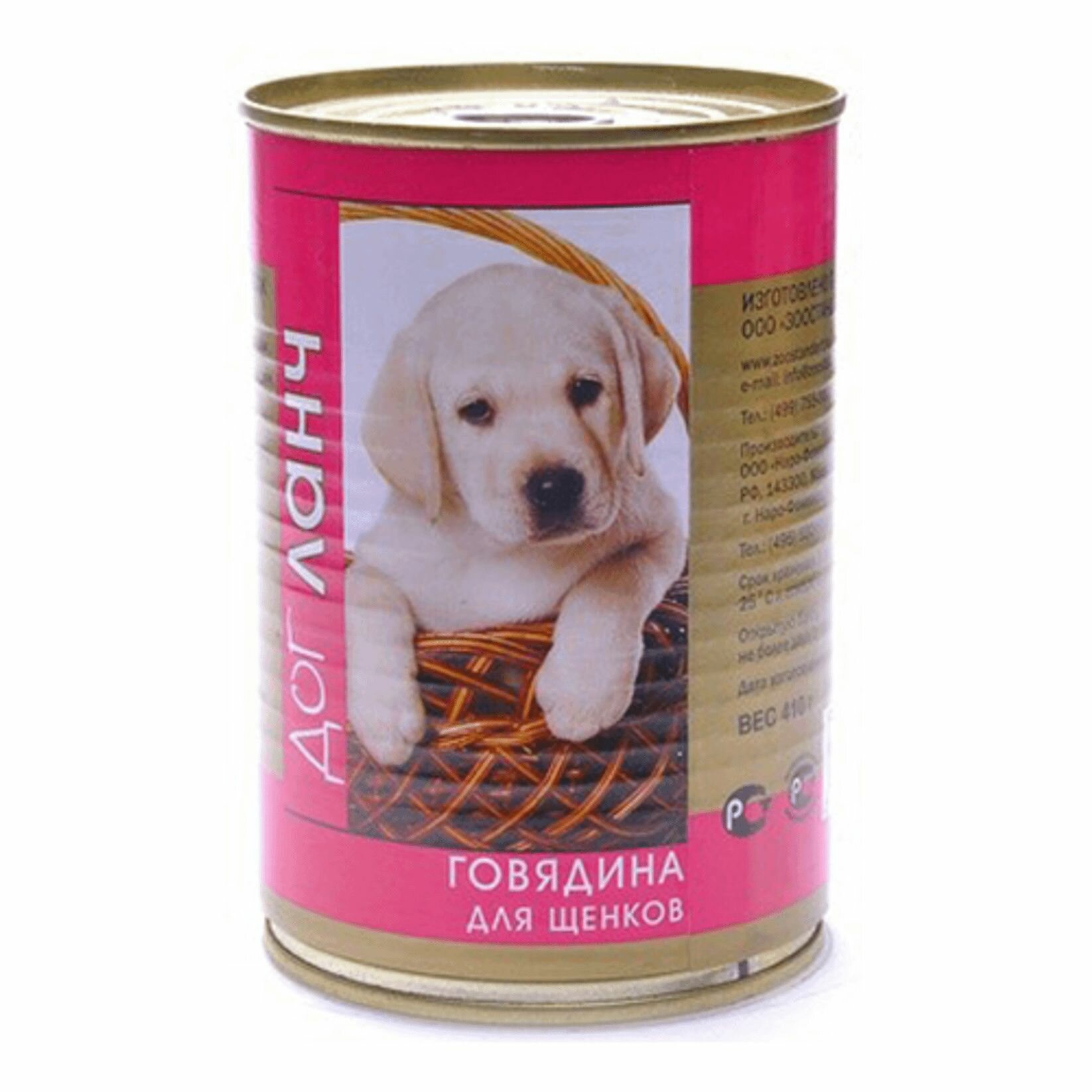Dog Lunch Консервированный корм для щенков Говядина, 410 г