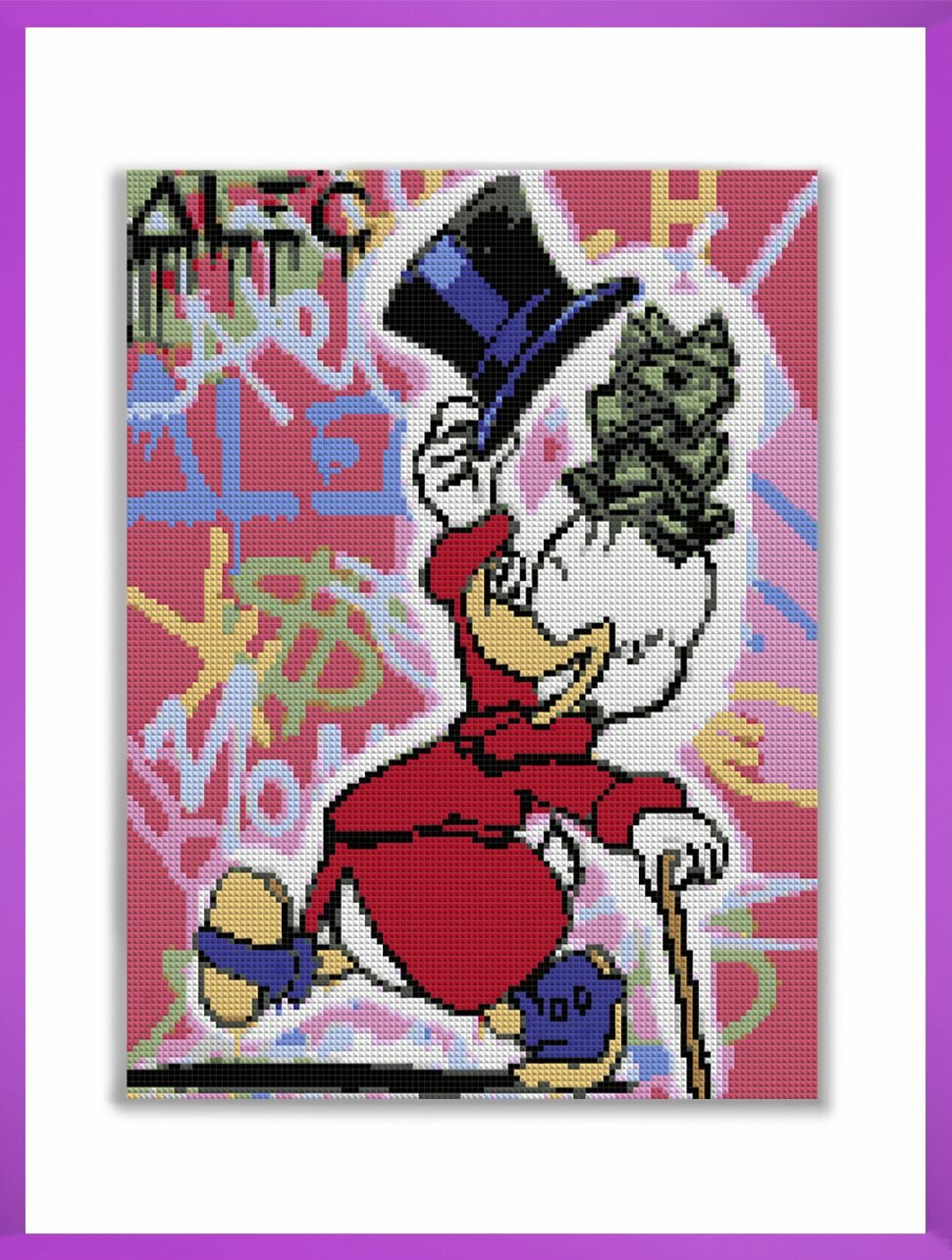 Алмазная мозаика на подрамнике - вышивка Скрудж Макдак 30 х 40 см