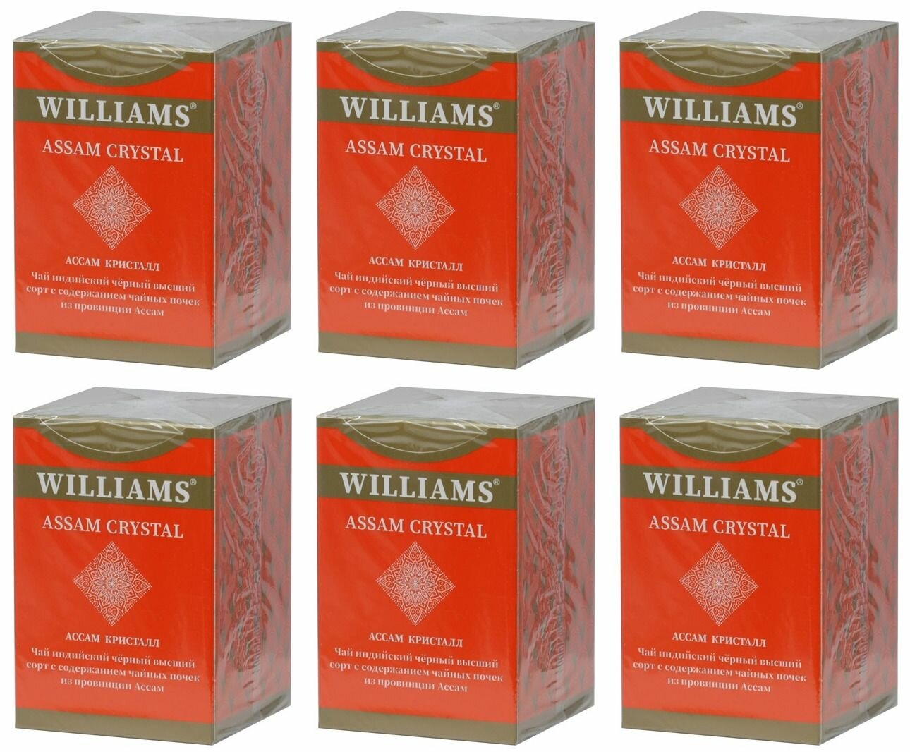 Williams Чай черный индийский Assam Crystal, с высоким содержанием чайных почек, 100 г, 6 шт