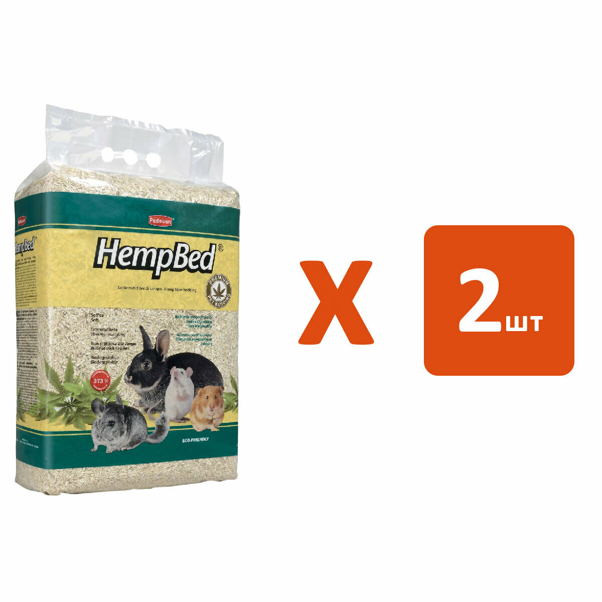 PADOVAN HEMP BED наполнитель-подстилка для грызунов и кроликов пенька (3 + 3 кг)