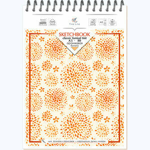 _SketchBook(Полином) Блокнот д/зарисовок "Fine Line classic" [50л;170х200; мет. гребень; жест. подл; бумага тонированная пастельных тонов(оранжевая) 80гр/м2] (3071)