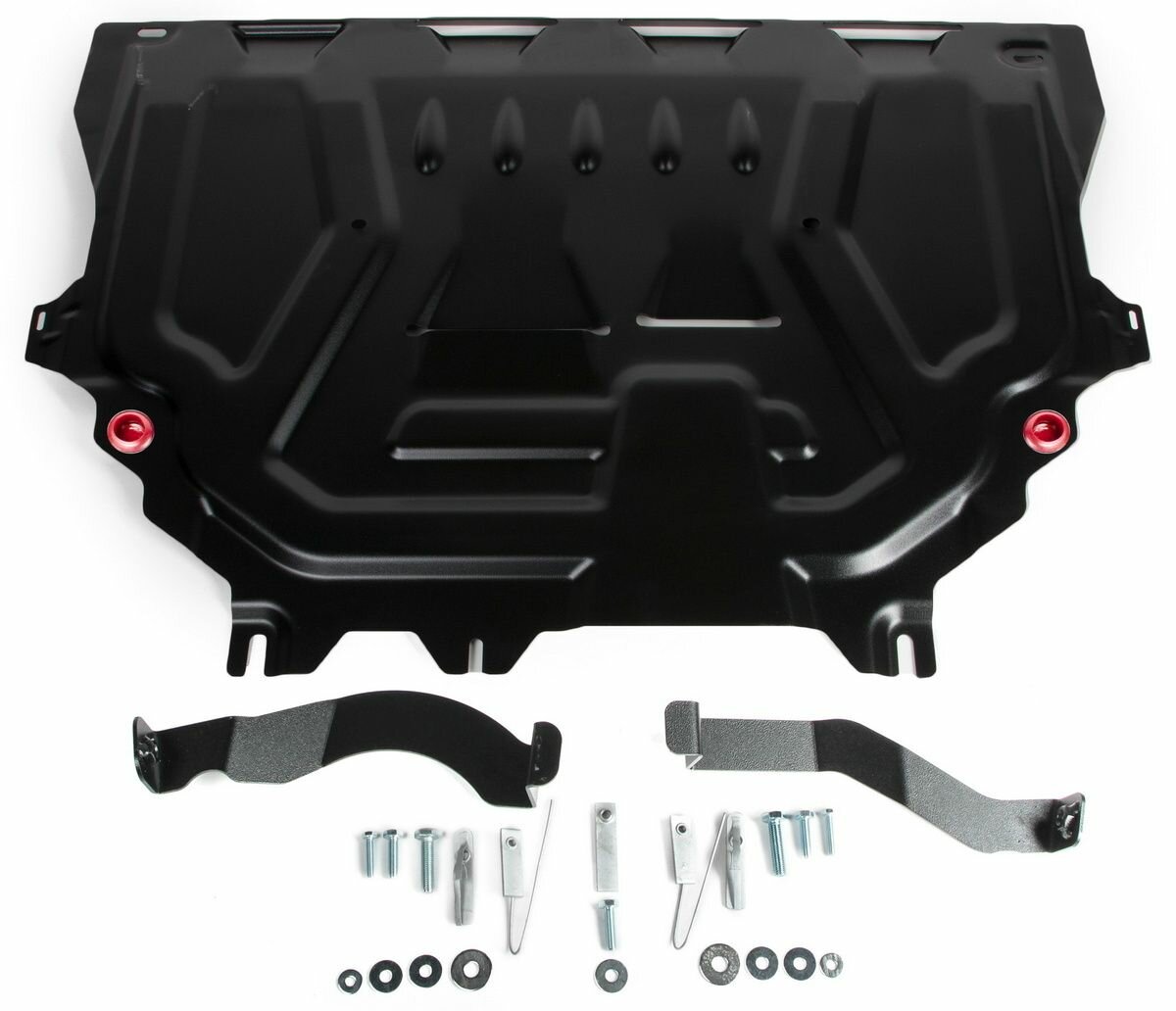 Защита картера и КПП АвтоБроня для Ford Kuga II (V - 1.6; 2.5) 2013-2017/Ford Kuga II рестайлинг (V - 1.5 Ecoboost (150 л. с.); 2.5) 2016-2019, штампованная, сталь 1.8 мм, с крепежом, 111.01873.1